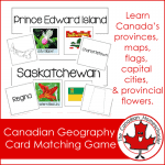 Canadian Geography Matching Game - The Canadian Homeschooler Resources Shop