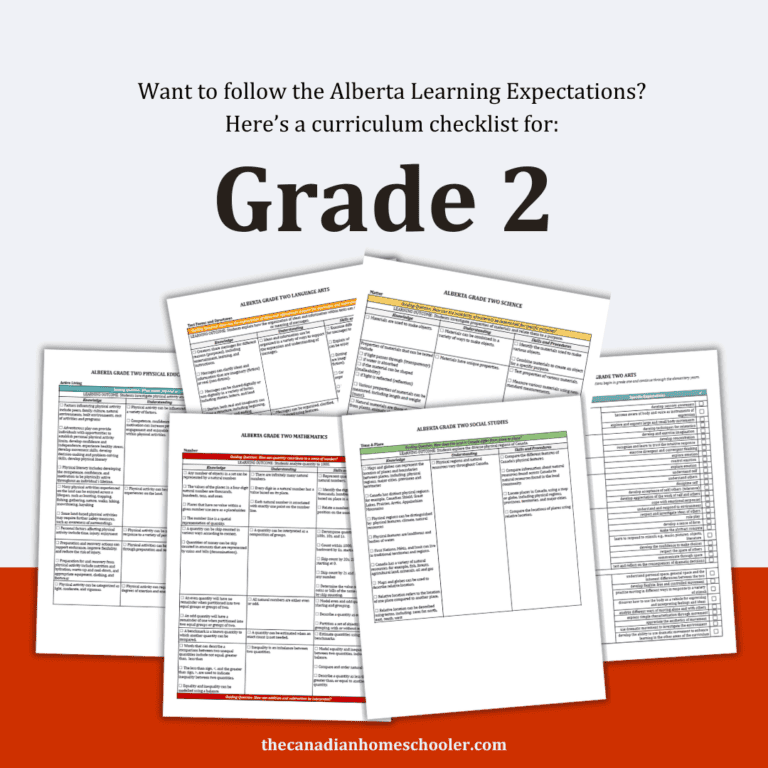 Alberta Checklist - Grade 2 - The Canadian Homeschooler Resources Shop