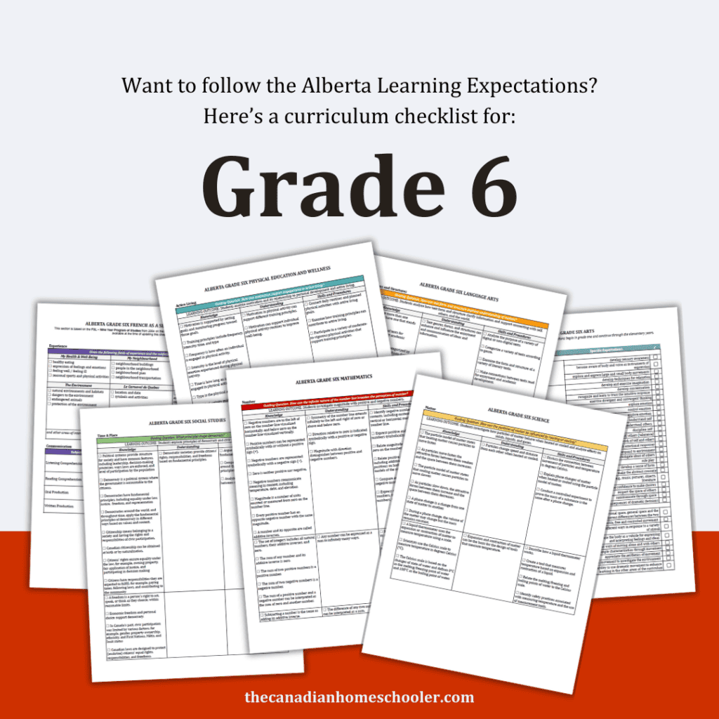 Alberta Checklist - Grade 6 - The Canadian Homeschooler Resources Shop