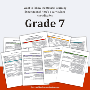 Ontario Checklist - Grade 7 - The Canadian Homeschooler Resources Shop