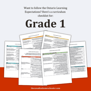Ontario Checklist - Grade 1 - The Canadian Homeschooler Resources Shop